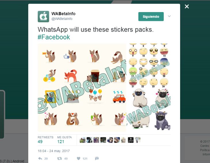 WhatsApp integrará próximamente los packs de stickers de Facebook