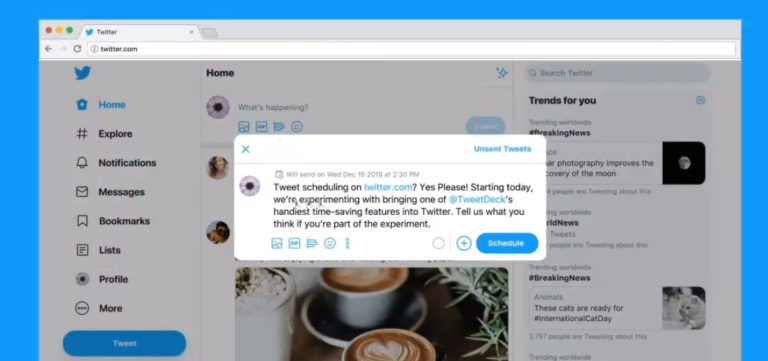Twitter está probando programar tweets desde la versión web