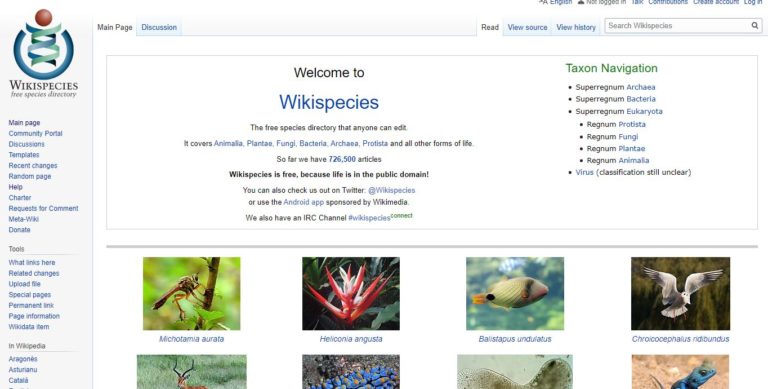 Wikispecies, la web de especies del planeta Tierra