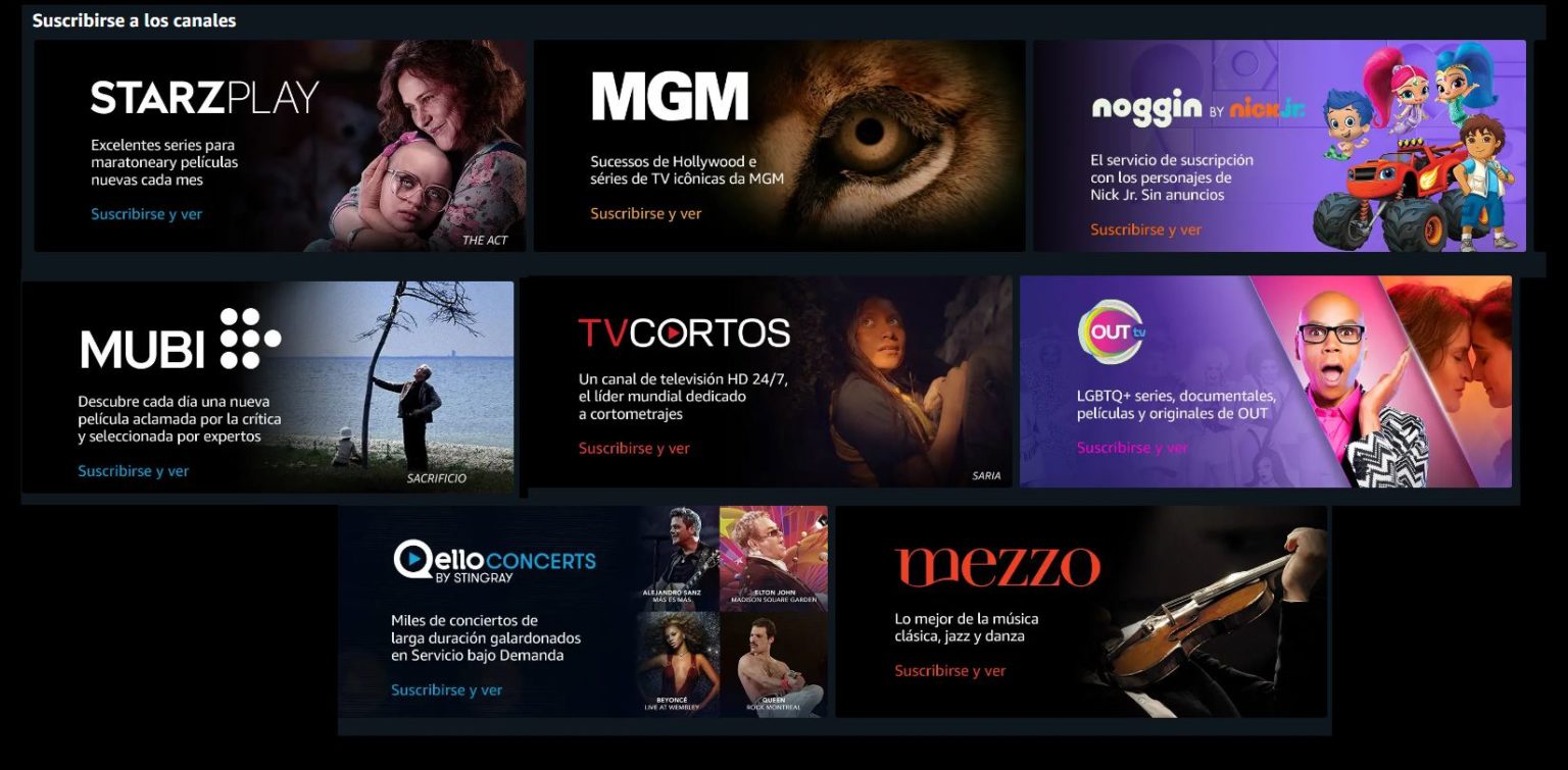 Amazon Prime Video presenta nuevos canales bajo suscripción en España
