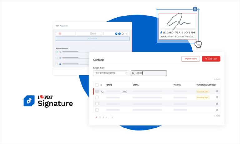 Web de firma digital de manos de ILovePDF