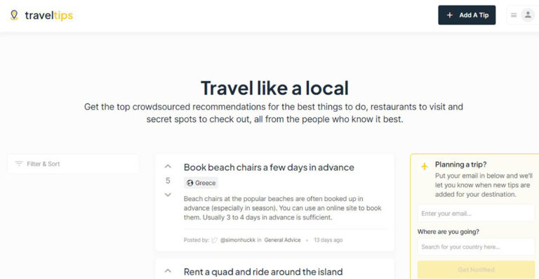 Travel Tips, recomendaciones hechas por locales acerca de diferentes ...