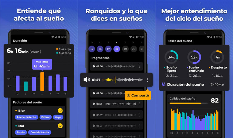 Sueño Seguimiento, para descubrir si roncas y qué tan fuerte lo haces