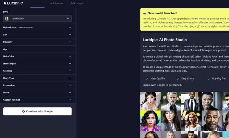 Lucidpic, para crear fotos realistas de personas