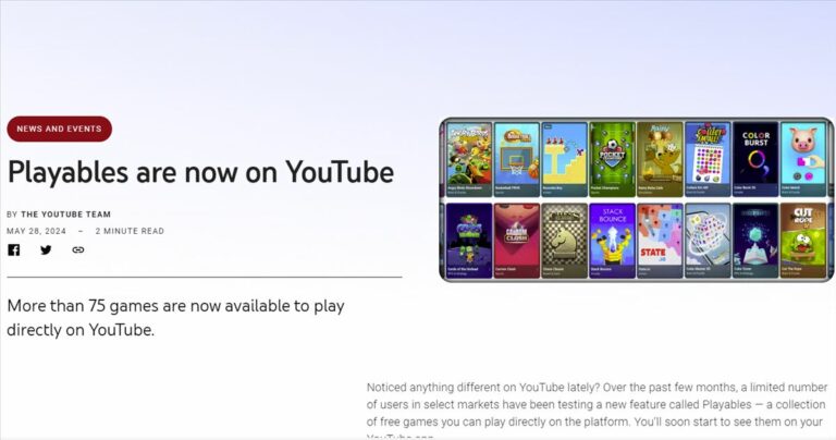YouTube se une al mundo de los videojuegos con Playables para todos los usuarios